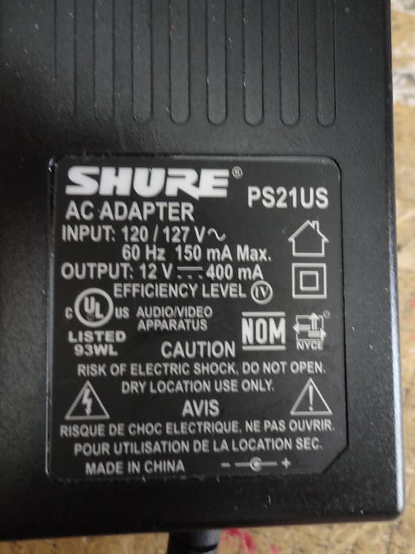 Shure PS21 US genuine power supply 12VDC 400mA 5.5mm x 2.1mm | Reverb