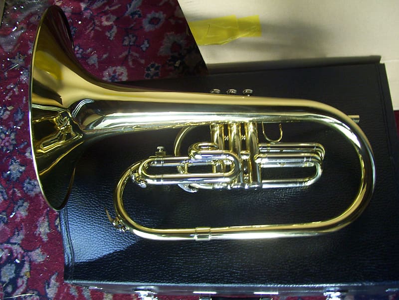 Mellophone, with case and mouthpiece, Gold. New | Reverb