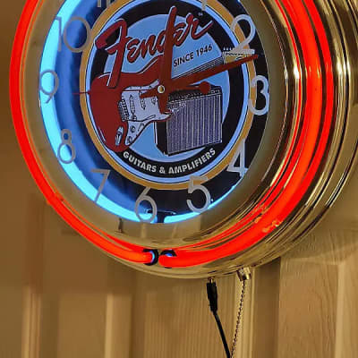 Fender Guitars Dealer Style Double Neon Red/White Light Up | Reverb