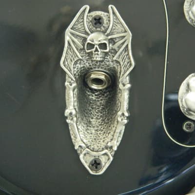 skull jack cover plate for fender stratocaster strat guitar | Reverb