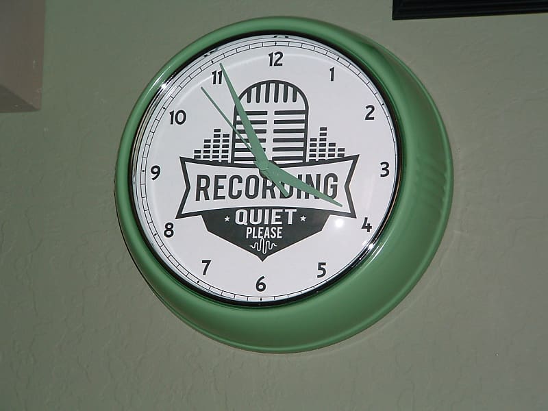 Recording...Quiet Please.. recording studio wall clock..9.5" | Reverb