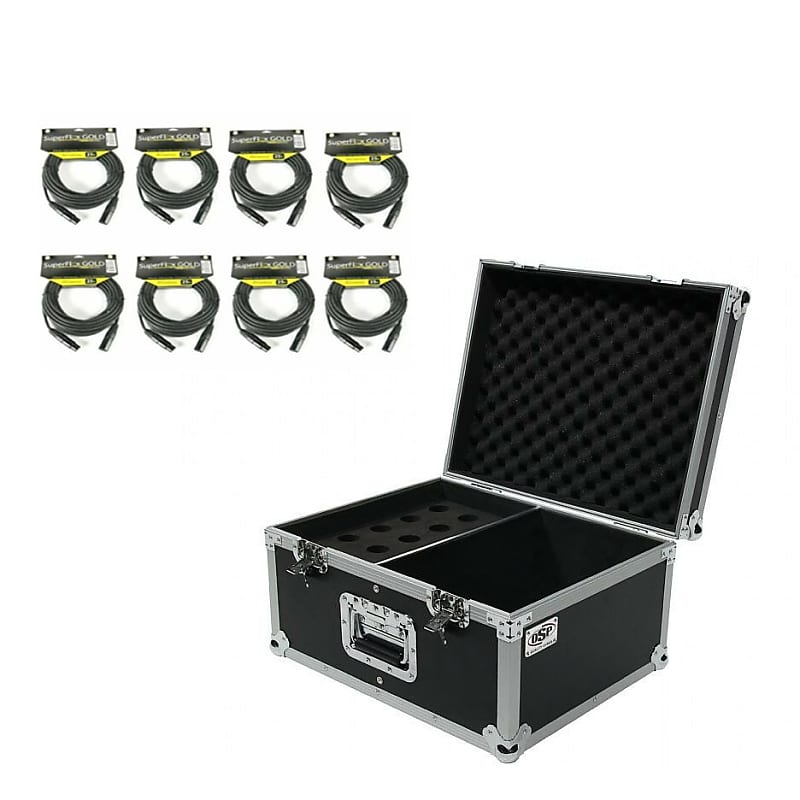 OSP Mic Case ATA Road Case Holds Up to 15 + Storage & (8) 25' | Reverb