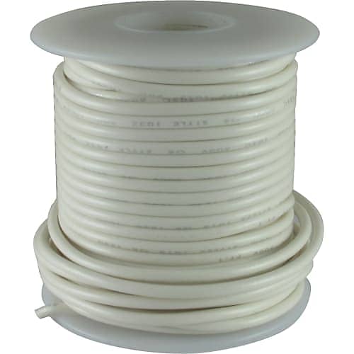 White Wire - 22 AWG Solid Core, PVC, 600V, 50 Foot Roll | Reverb