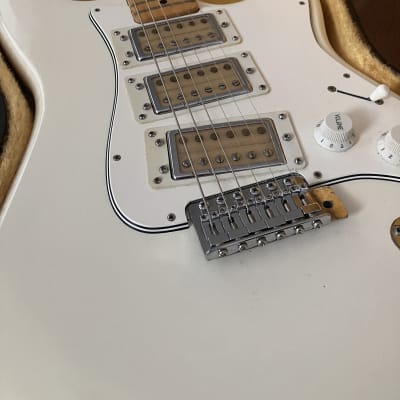 RARE White Univox Ripper Strat w Maxon pickups and original | Reverb