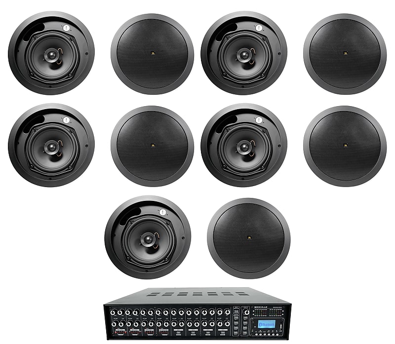 4-Zone Matrix Multi Room 70v Audio System w/ (10) JBL Black | Reverb