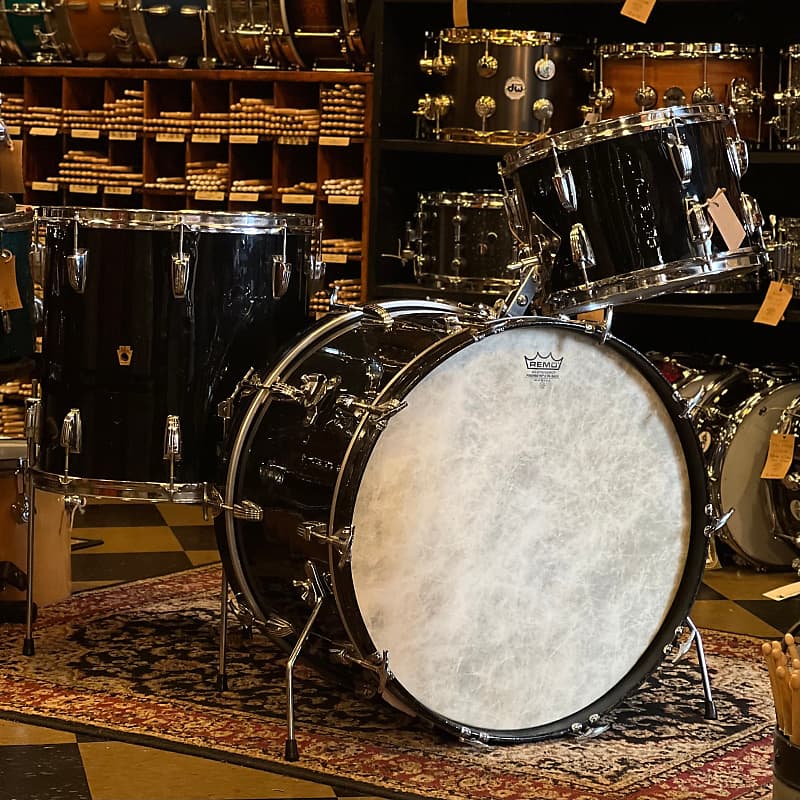 VINTAGE 1955 WFL "Classic" Outfit in Black Cortex - 14x22, | Reverb