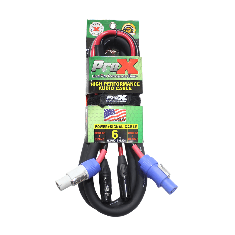 Pair ProX XC-PWC14-XLR06 6FT Powercon and XLR Link Cable | Reverb