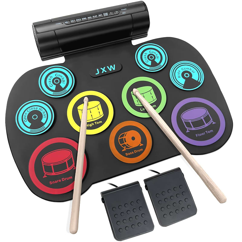 Electronic Drum Set, Kids Electric Drum Set 9-Pads Roll-Up | Reverb