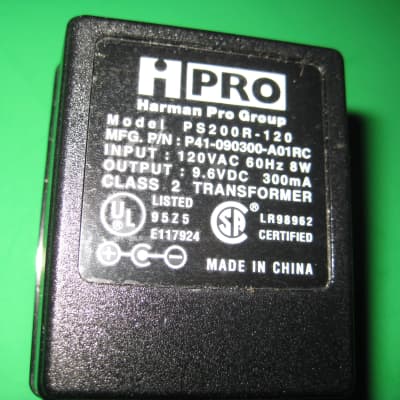 H PRO Harman Power Supply AC Adaptor 9.6V DC 300mA Model | Reverb