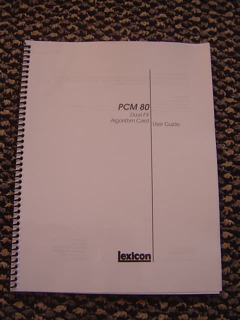 Original Lexicon PCM-80 Dual FX Algorithm Card User Guide | Reverb