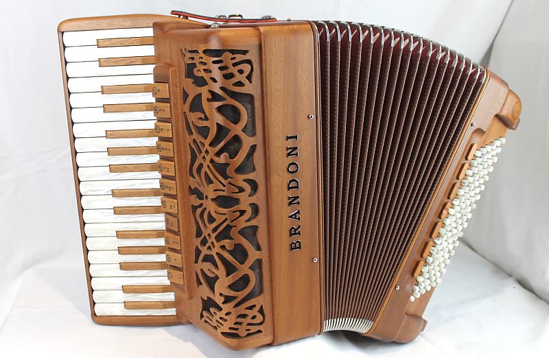 NEW Mahogany Brandoni Liberty 144W Piano Accordion LMMH 34 96 | Reverb
