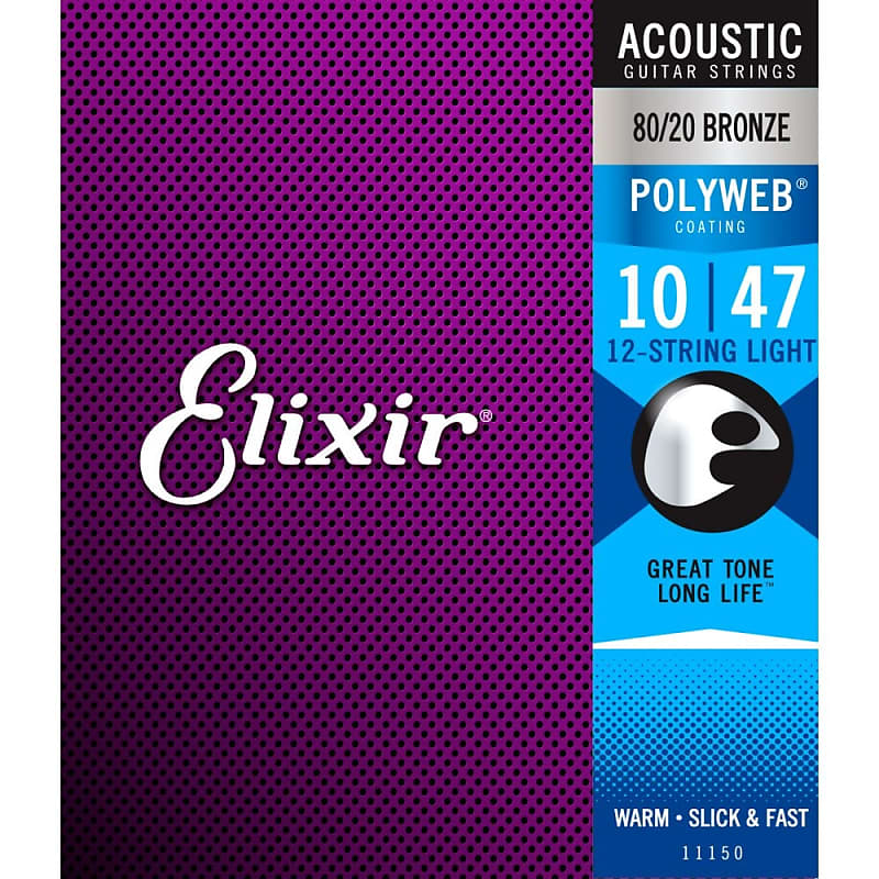 Elixir Polyweb 80/20 Bronze 12-String 10-47 Acoustic | Reverb UK