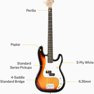 Donner Electric Bass Guitar 4 Strings Full-Size Standard Bass | Reverb