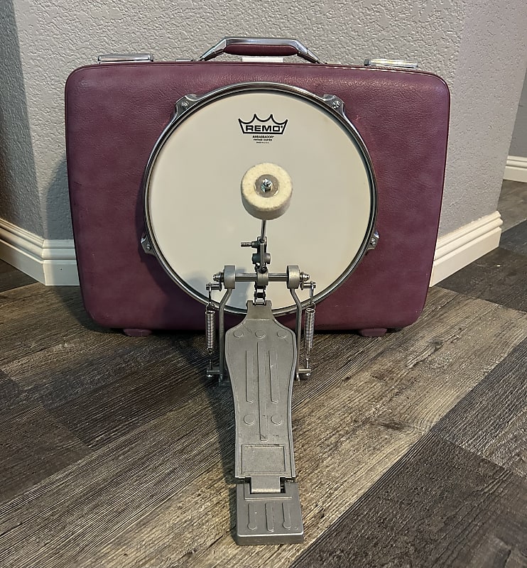 “PURPLE PEOPLE EATER” busker style suitcase drum by Vintage | Reverb