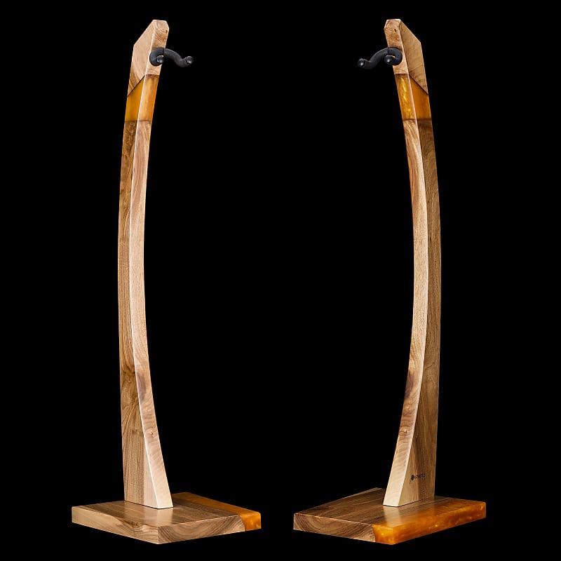 Custom wooden handmade guitar stand – golden walnut #3 | Reverb