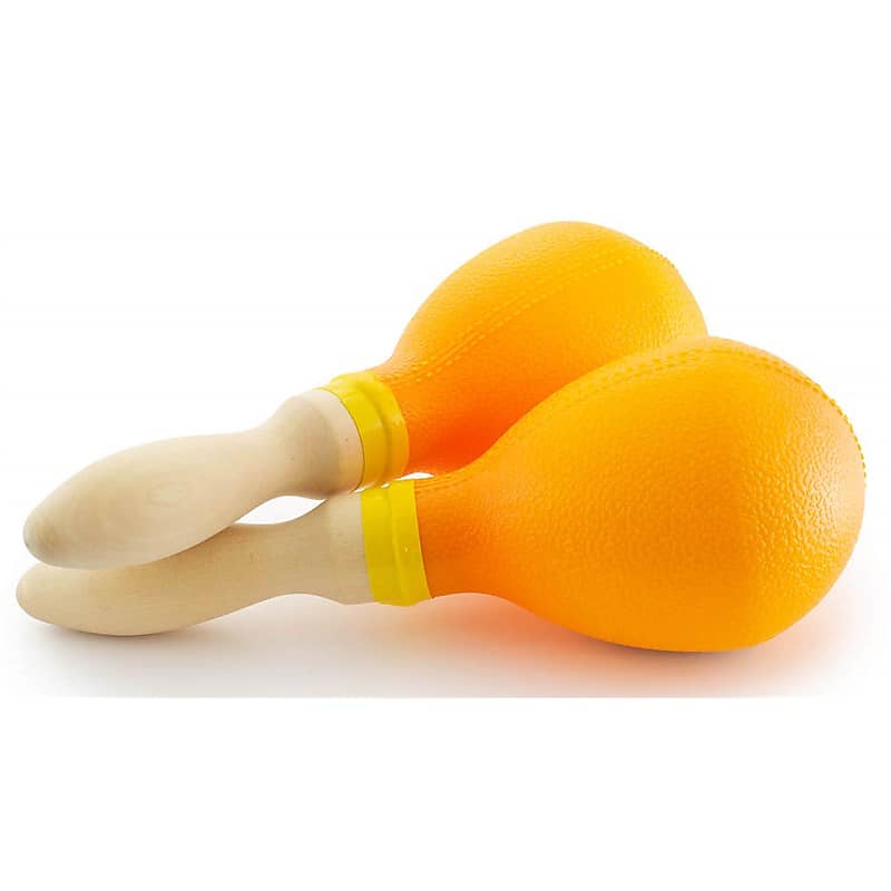 Tiger MAR7 Plastic Maracas with Wooden Handles, Large, Yellow | Reverb