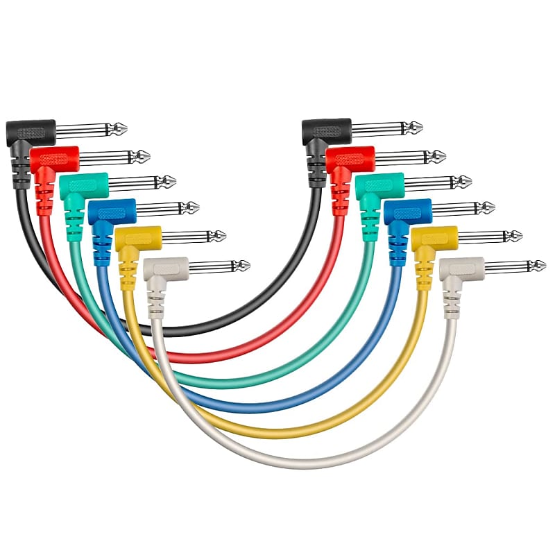 12 Inch Guitar Patch Colored Cable 6-Pack, 1/4 Instrument | Reverb