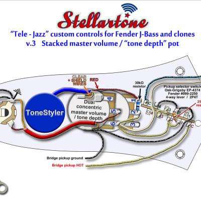 Stellartone Prewired Jazz Bass Control Plate - Black | Reverb