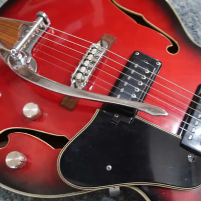 Vintage 1960s Teisco Aria Guitar 335 Bigsby Bridge 2 Pick Up | Reverb