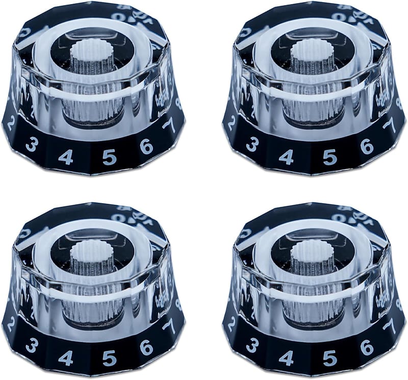 4pcs Transparent Guitar Knobs Clear Black Dodecagon Speed | Reverb