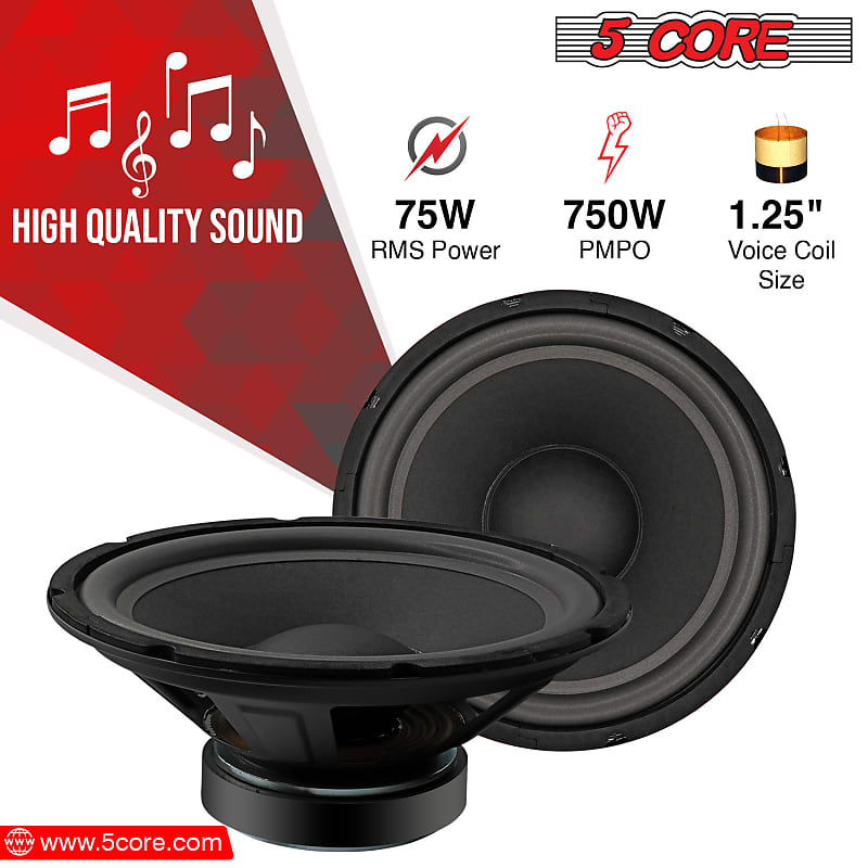 10 Inch Subwoofer Speaker Pair • 750W Peak • 4 Ohm | Reverb