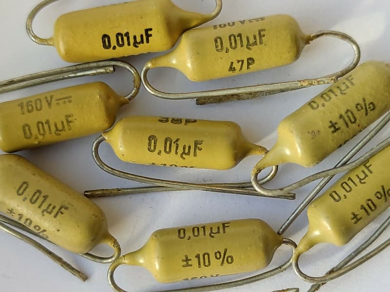 4x NOS 0.01uF/160V/10% PHILIPS Mullard Mustard capacitors for | Reverb