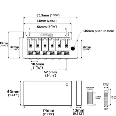 Wilkinson 2 Point Stratocaster Bridge Full Block Tremolo Kit | Reverb