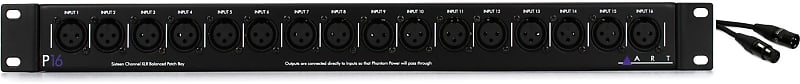 ART P16 16-channel XLR Balanced Patchbay Bundle with Hosa | Reverb
