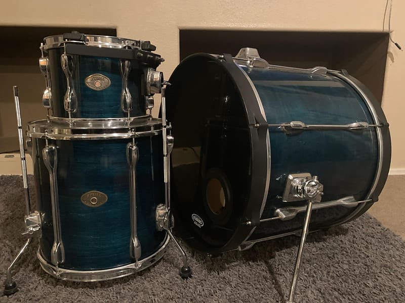 Tama Rockstar Custom High Gloss Dark Blue Stain Drum Kit | Reverb