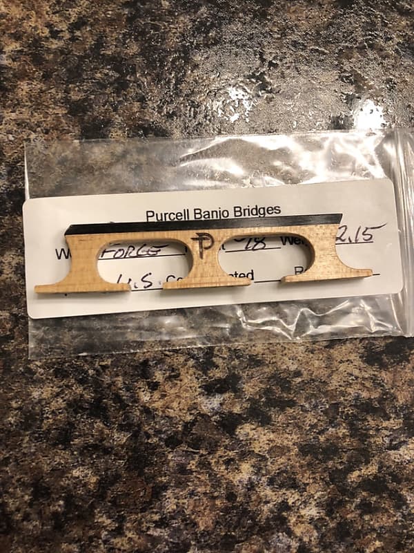 Purcell 5/8" Crowe Spacing Drop Forge Maple Banjo Bridge | Reverb