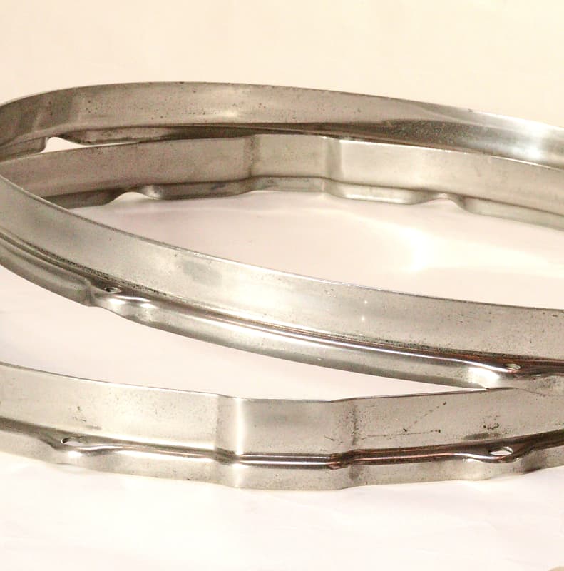 Leedy Snare Drum Hoops, 14", 8 Hole, Double Flanged, Nickel | Reverb