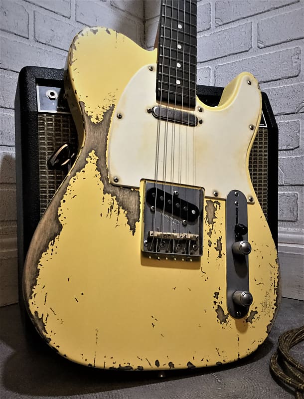 USA Relic Tele Style Electric Guitar Road Worn Yellow by | Reverb