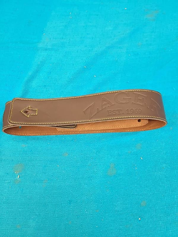 Zager Embossed Padded Brown Leather Guitar Strap | Reverb