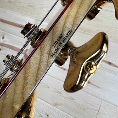 D'Mark Alpha 6 Strings Burl Buckey Red Electric Bass Guitar | Reverb