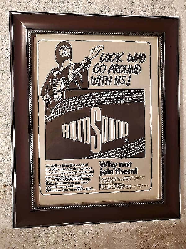 1980 Rotosound Bass Strings Promotional Ad Framed John | Reverb