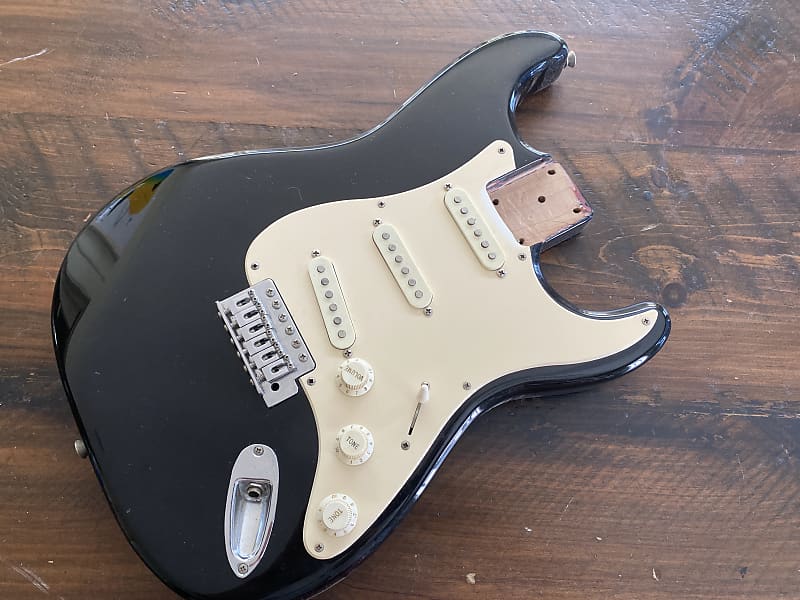 Unknown Strat partscaster black loaded body, all electronics | Reverb