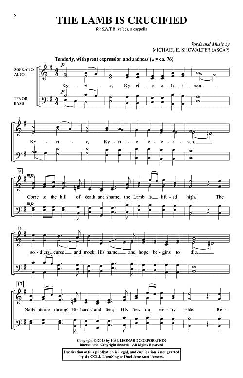 The Lamb Is Crucified Satb A Cappella Michael E Showalter | Reverb