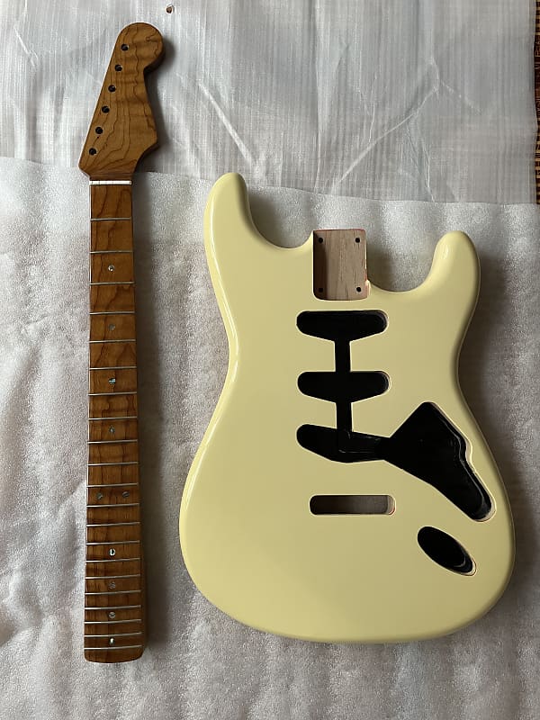 Stratocaster Strat Style Guitar Cream Body with Roasted Maple | Reverb