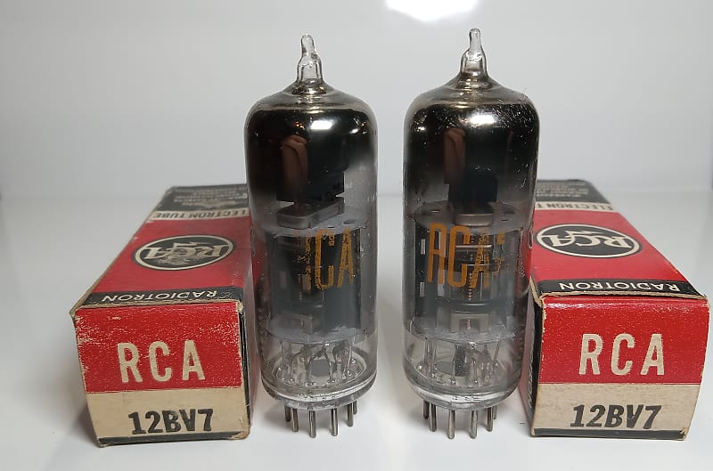 Pair of RCA 12bv7/12by7/12dq7 Black plates matching date code | Reverb