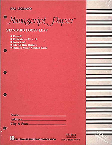 Standard Loose Leaf Manuscript Paper (Pink Cover) 48 pages | Reverb