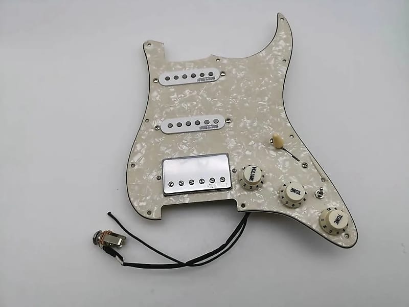 Vintage White Pearl Guitar HSS Loaded Prewired Pickguard | Reverb