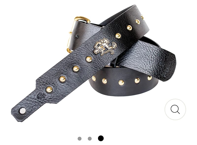 Red Monkey Live Wire Strap - Black Leather w/ Brass Buttons | Reverb