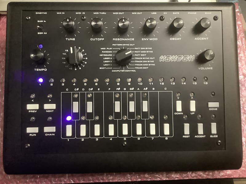 x0xb0x XOXBOX 303 Analog Synth Black with Purple LEDs | Reverb