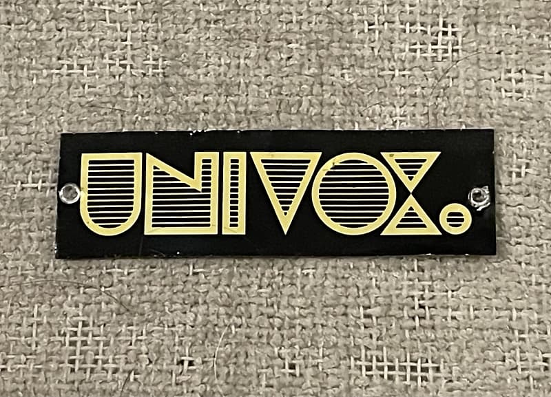 Vintage Original Univox Metal Case Logo Badge Black & Gold | Reverb