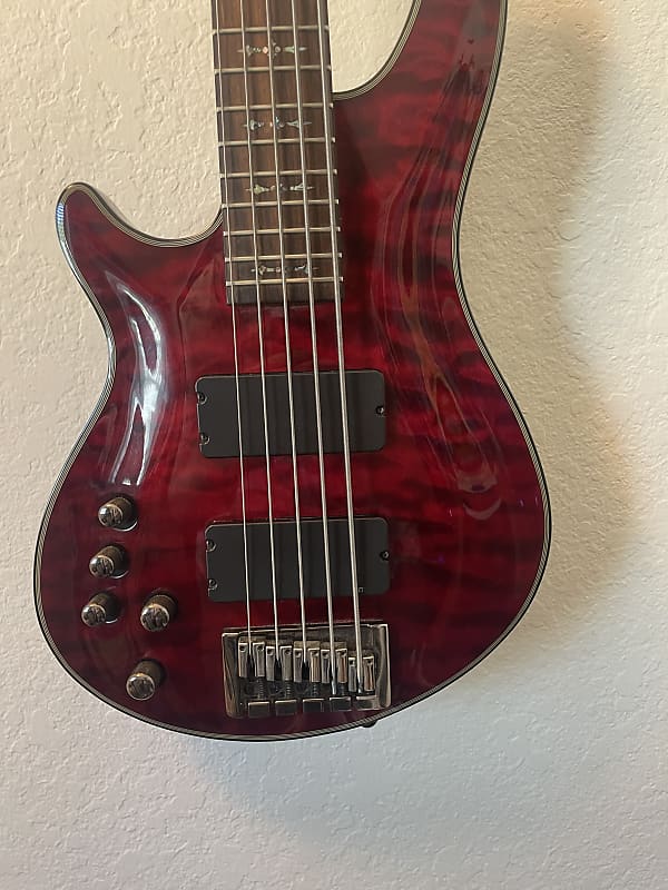 Schecter Damien Elite-5 LH 2013 - Black Cherry Gloss W/ | Reverb