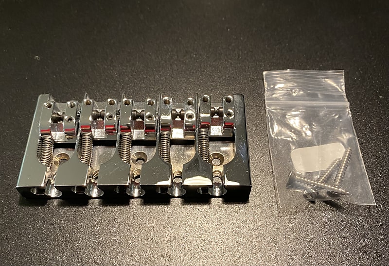 Hipshot A-Style 5-String Bass Guitar Bridge, Chrome, 17.5mm | Reverb