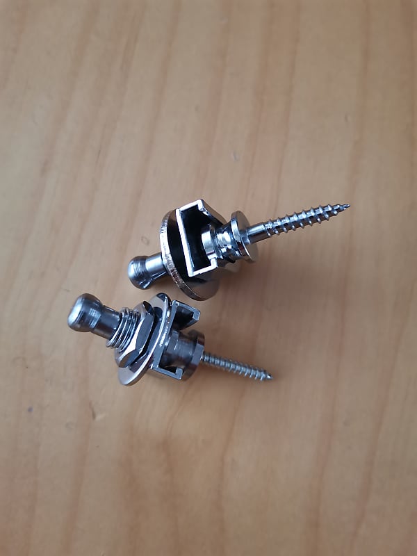 Schaller style- Strap locks 10's - Chrome | Reverb