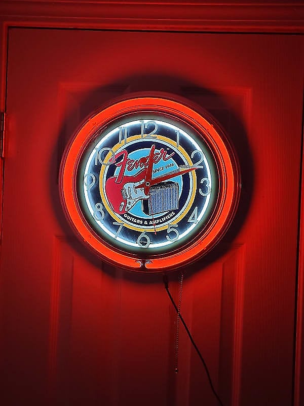 Fender Guitars Dealer Style Double Neon Red/White Light Up | Reverb