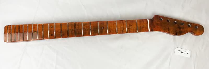 Fox Guitars Tele Style Guitar Neck Dark Roasted Tiger Flame | Reverb