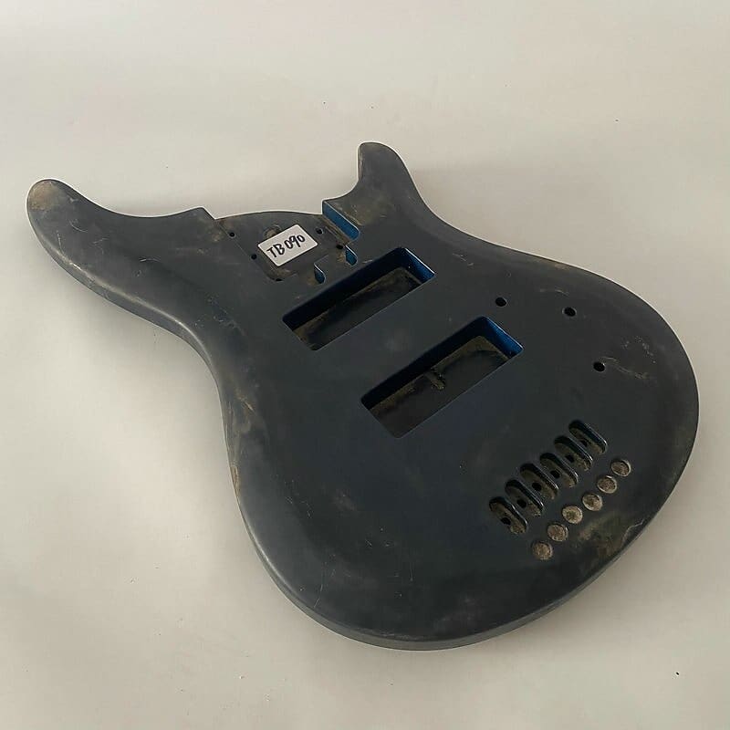 6 String Electric Bass Guitar Dark Blue Body Project DIY | Reverb